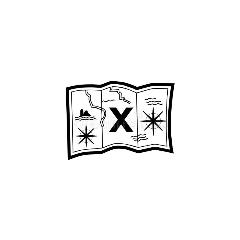Treasure Map Vector with Cross Location Nautical Compasss Adventure ...