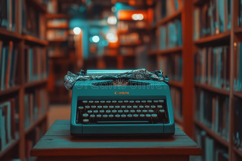 A Vintage Typewriter Stands Out in a Cozy Library. it Embodies ...