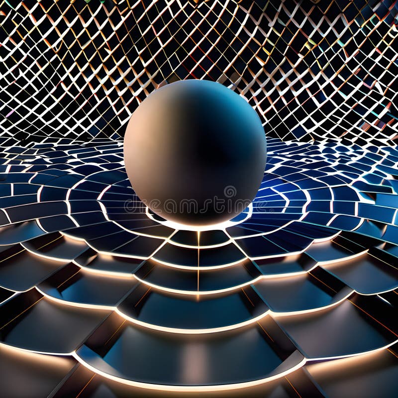 Blue-Gray Sphere on Illuminated Hexagonal Surface Stock Image - Image ...