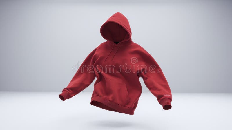 A Floating Red Hoodie Against a Minimalistic Gray Background ...