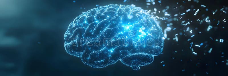 Dynamic Representation of a Bright Blue Human Brain Stock Illustration ...