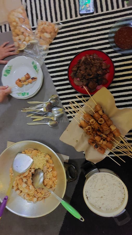 A Variety of Snacks and Food Items on a Table Stock Image - Image of ...