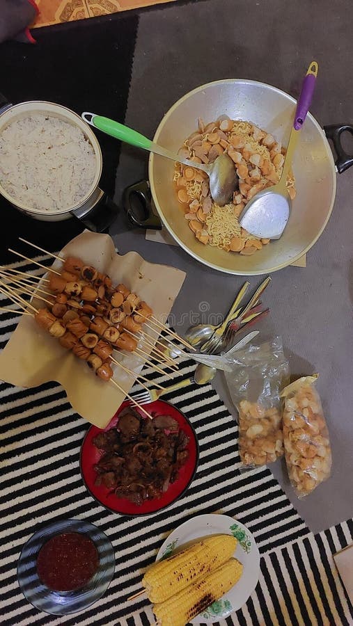 A Variety of Snacks and Food Items on a Table Stock Photo - Image of ...