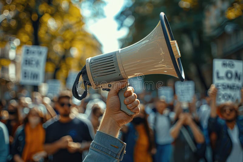 Amplify Your Voice with a White Megaphone Held by a Hand Stock ...