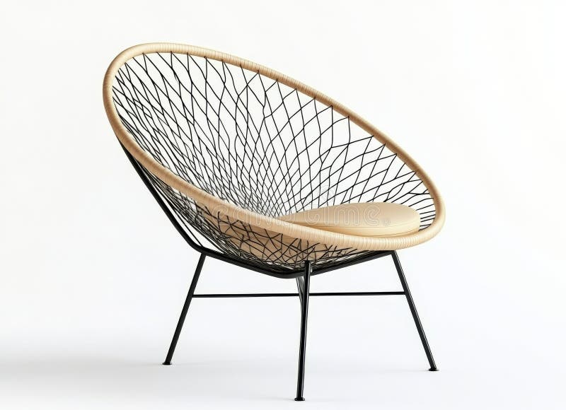 An Image Features a Wicker Chair Set Against a White Background, with ...