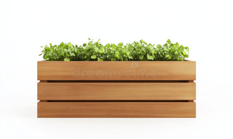 Minimalist Wooden Planter Box with Vibrant Indoor Plants Stock ...
