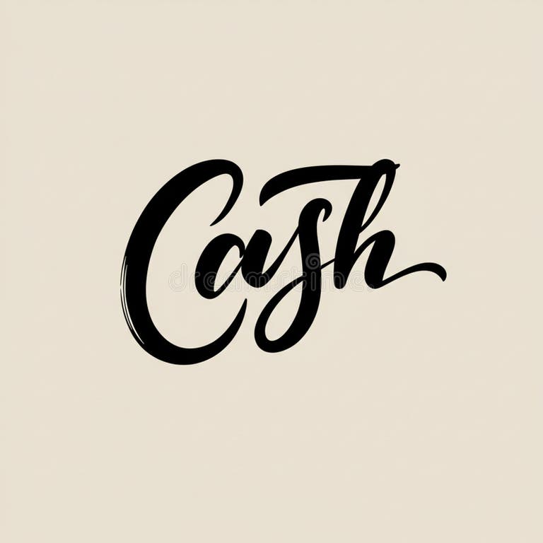 The Image Features the Word "Cash" Written in a Bold, Black, Cursive ...