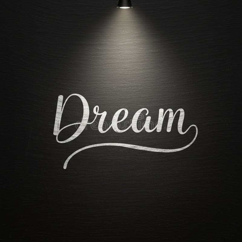 The Image Features the Word "Dream" Written in a Cursive, Chalk-like ...