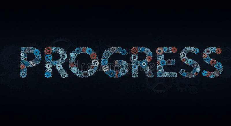 The Image Features the Word "PROGRESS" Composed of Interconnected Stock ...