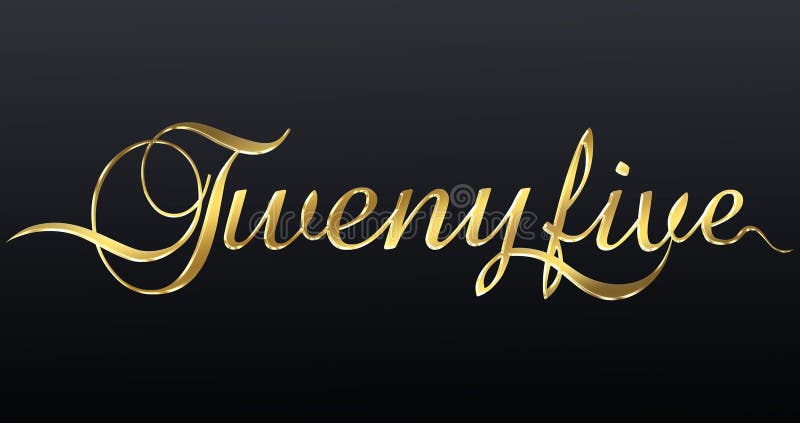 Twenty-five Gold Lettering stock photo. Illustration of swirly - 378814814
