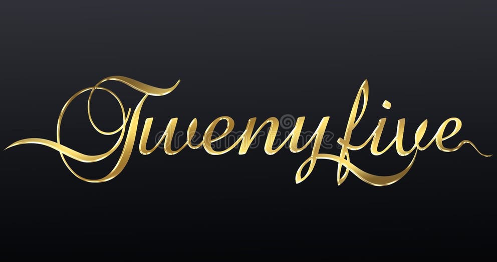 Twenty-five Gold Lettering stock photo. Illustration of swirly - 378814814