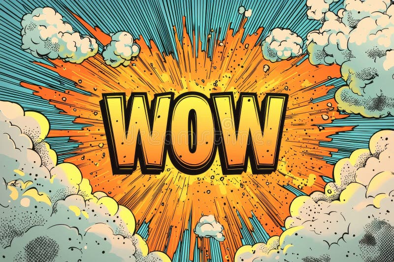 Vibrant Comic Book Style Wow Text in Explosive Cloud Design Stock Image ...