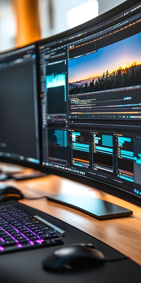 Modern Workspace for Creative Work Stock Illustration - Illustration of digital, editing: 338850165