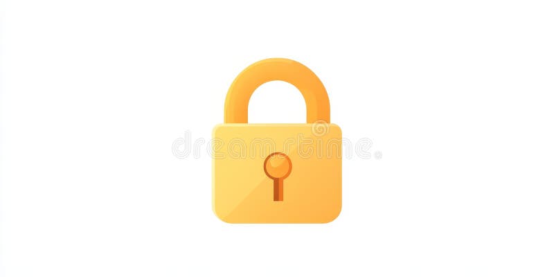 Yellow Lock Icon on White Background Representing Security and Privacy ...