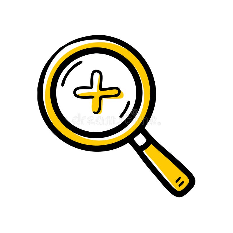 Yellow Magnifying Glass with Plus Sign for Business and Education Stock ...
