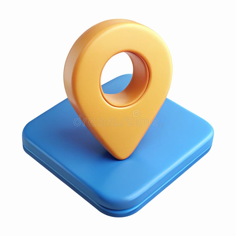 Yellow Map Pin Icon on Blue Square Base for Location Analysis and ...