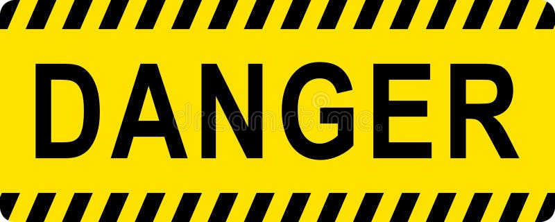 Yellow Warning Sign with Danger Text. Isolated on White Background ...