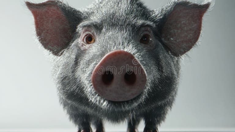 The Image Features a Young Mixed Breed Pig Looking Straight at the ...
