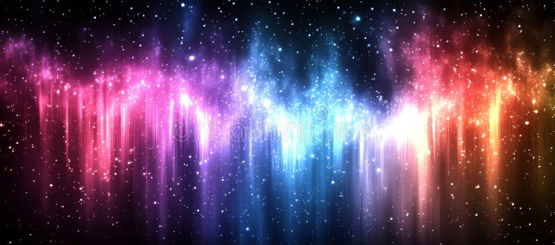 An Image Featuring a Black Background with Lights in Shades of Light ...