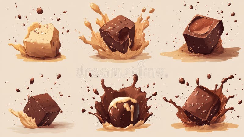 An Image Featuring Chocolate Pieces and a Splash of Chocolate on a Pale ...