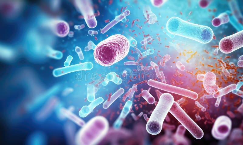 Group of Germs on Blue Background Stock Image - Image of contamination ...