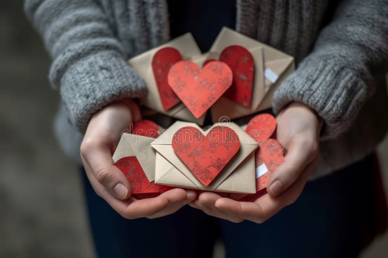 An Image Featuring Hands Holding Heart-shaped Cards with Handwritten ...