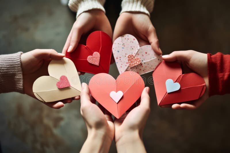 An Image Featuring Hands Holding Heart-shaped Cards with Handwritten ...
