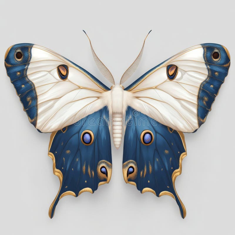 An Image Featuring a Moth with Pale Blue Wings and Distinctive Eye-like ...