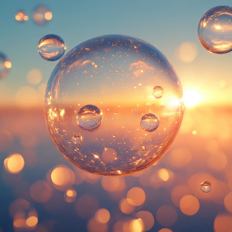 An Image Featuring a Single, Glowing Bubble Ascending Amidst Numerous ...