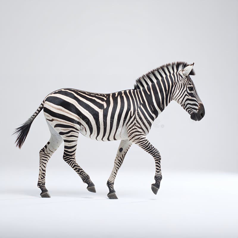 Striking Zebra Captured Mid-stride, Showcasing Unique Black and White ...