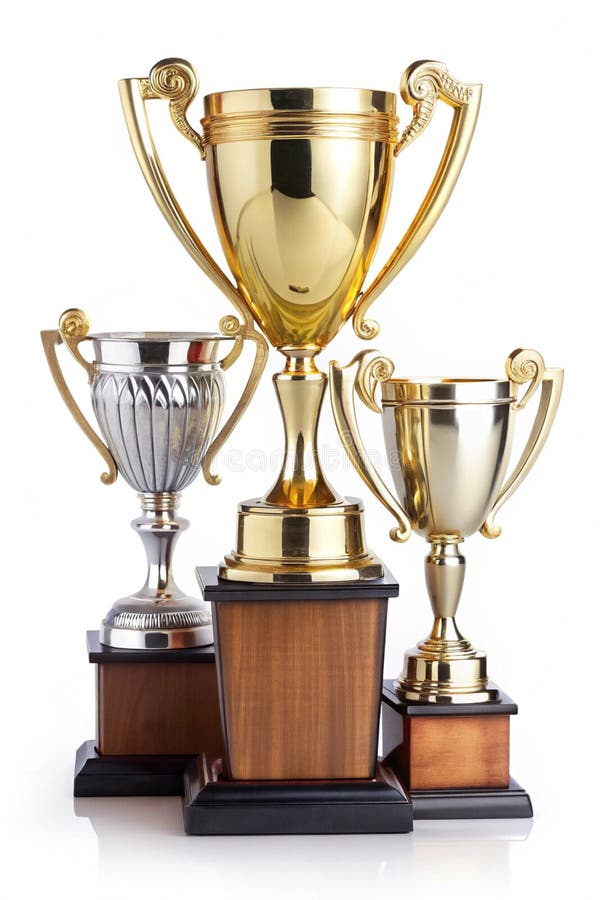 Three Different Kinds of Trophies. Isolated on White Background Stock ...