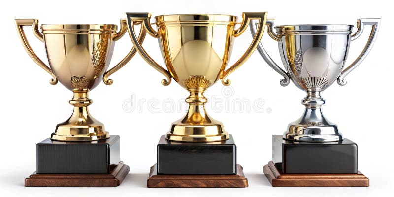 Three Different Kinds of Trophies. Isolated on White Background Stock ...