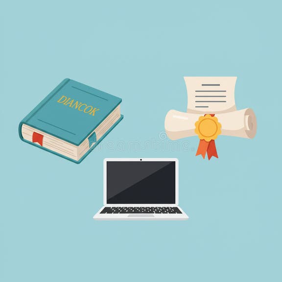 An Image Featuring Three Elements: a Blue-green Book with the Word ...