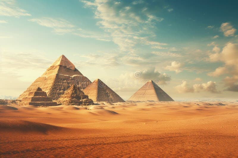 An Image Featuring Three Pyramids Standing Majestically in the Desert ...