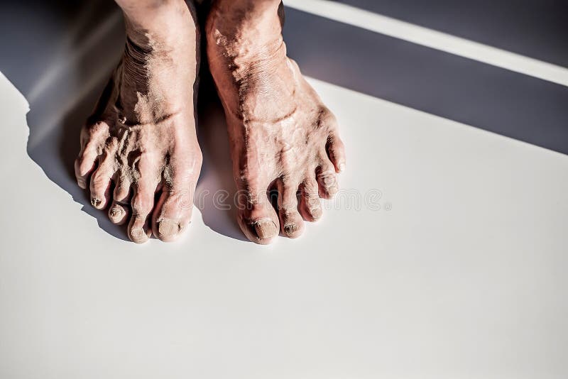 The Image of the Feet of an Elderly Old Person that is Worn Down Stock ...