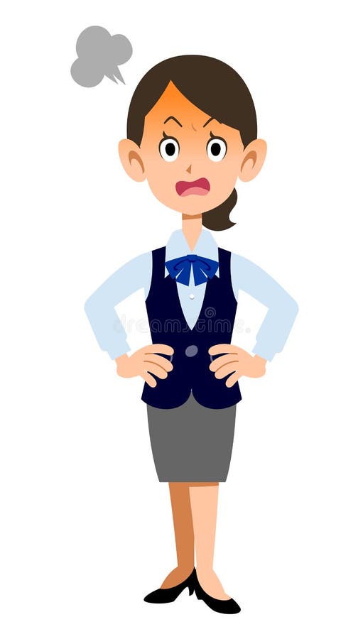 Female Office Worker in Uniform Gets Angry Stock Vector - Illustration ...