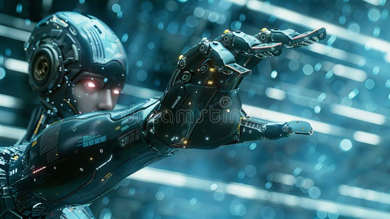 Image of a Female Robot or Cyborg Holding Out Its Hand. a Bionic ...