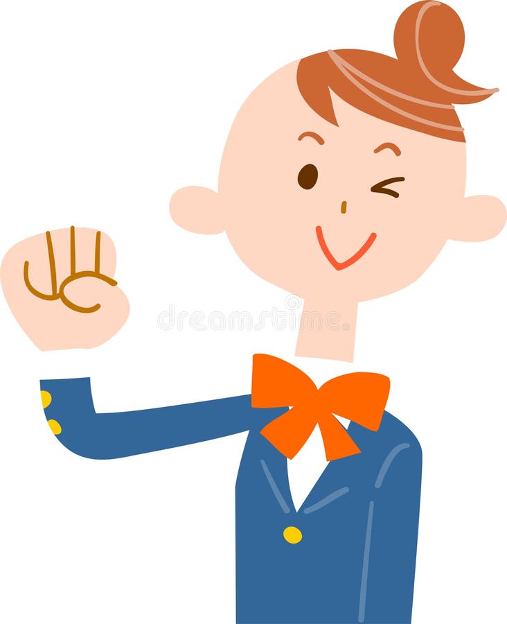 A Female Student in a Blue Blazer Doing a Guts Pose Stock Vector ...