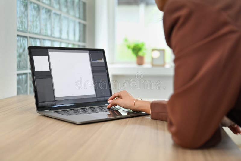 Image of Female Video Editor Working with Footage and Post Production ...
