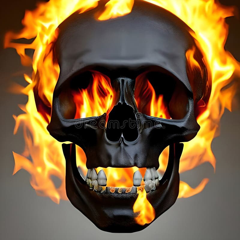 Image of the Fiery Melting Human Skull. Stock Illustration ...