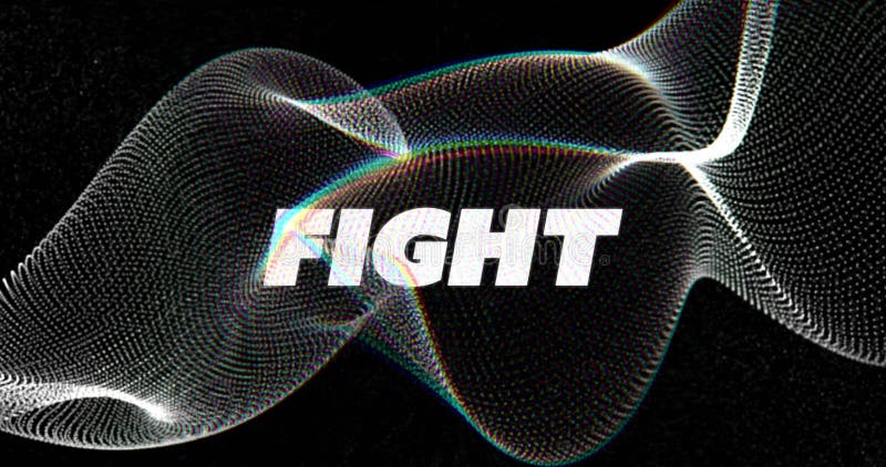Image of Fight Text Banner Over Grey Digital Wave Against Black ...