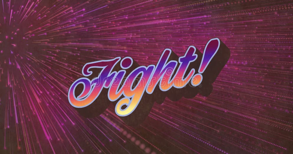 Image of Fight Text Banner Over Light Trails in Seamless Pattern ...