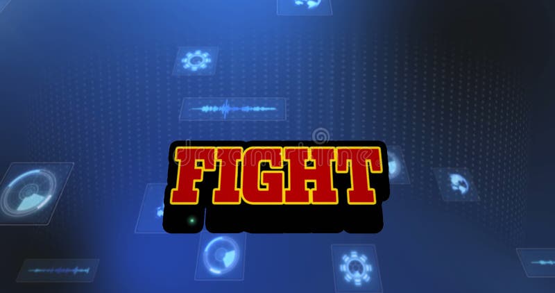 Image of Fight Text and Data Processing on Blue Background Stock ...
