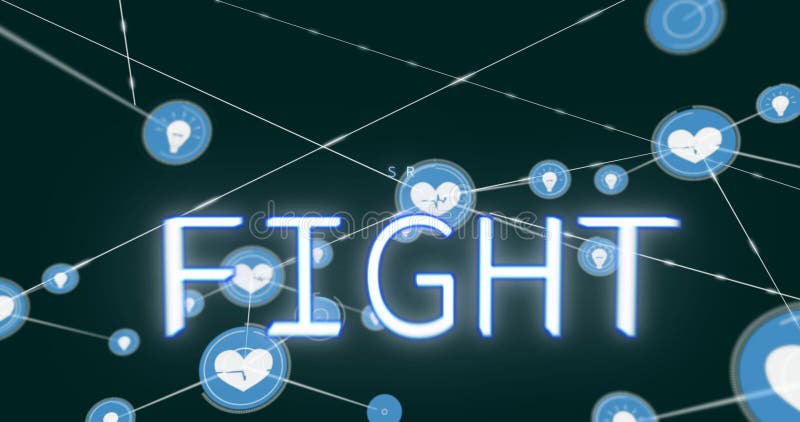 Image of Fight Text, Network of Connections with Icons and Data ...