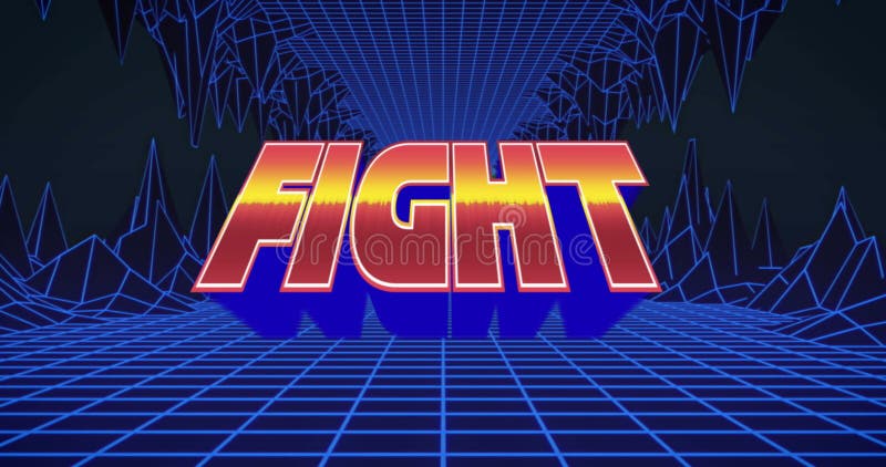 Image of Fight Text Over Blue Lines on Black Background Stock ...