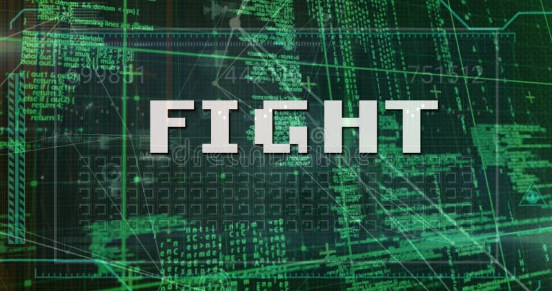 Image of Fight Text Over Numbers and Data Processing Stock Illustration ...