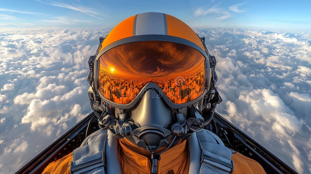An Image of a Fighter Pilot Wearing Goggles Inside a Cockpit Stock ...