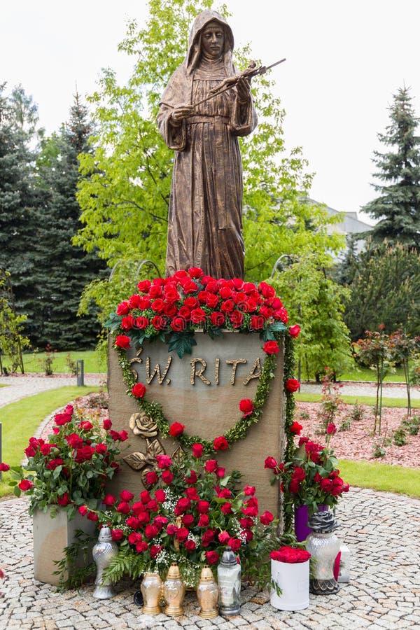 Figure of St. Rita with Rose Flowers Stock Photo - Image of figure ...