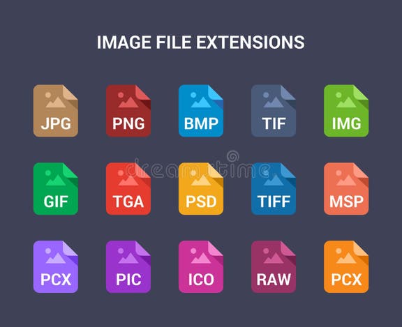 Image File Extensions. Flat Colored Vector Icons Stock Vector ...