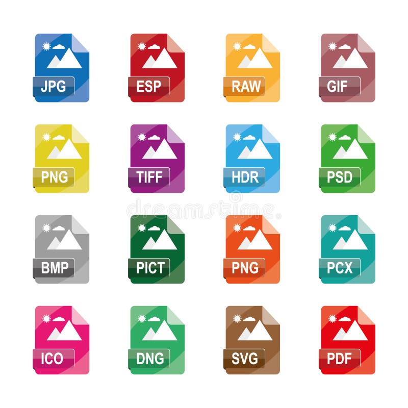Image File Formats, File Extensions, Flat Colorful Vector Icons ...
